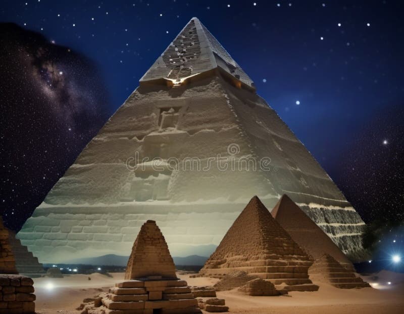 Fantasy Big Old Pyramid and Night Sky, AI Generated Stock Illustration ...