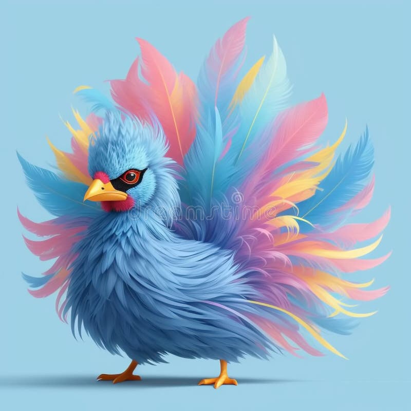 Fantasy Bird Isolated on Light Blue Background. Generative AI Stock ...