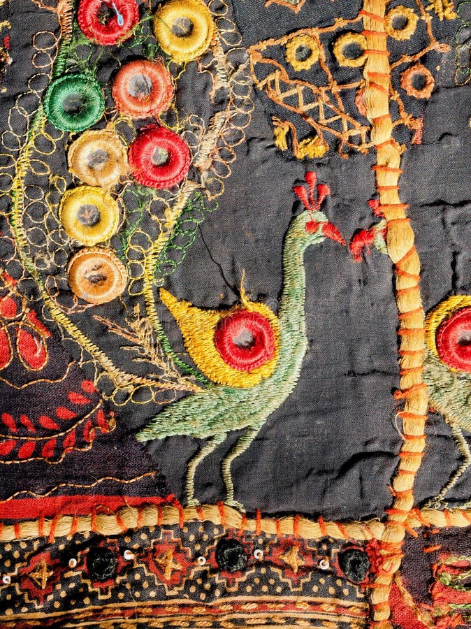 Fantasy Bird and Patterns on Traditional Indian Patchwork Handmade ...