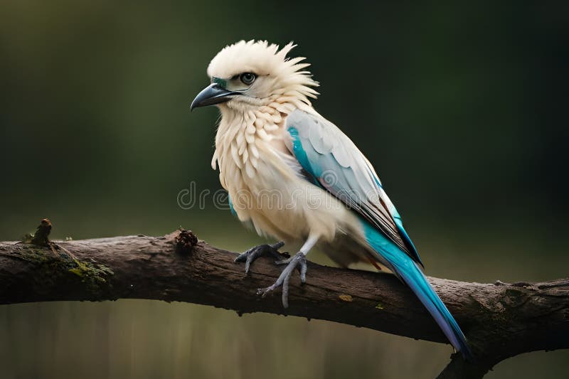 Fantasy Blue Bird is Sitting on a Branch in Magic Stock Illustration ...