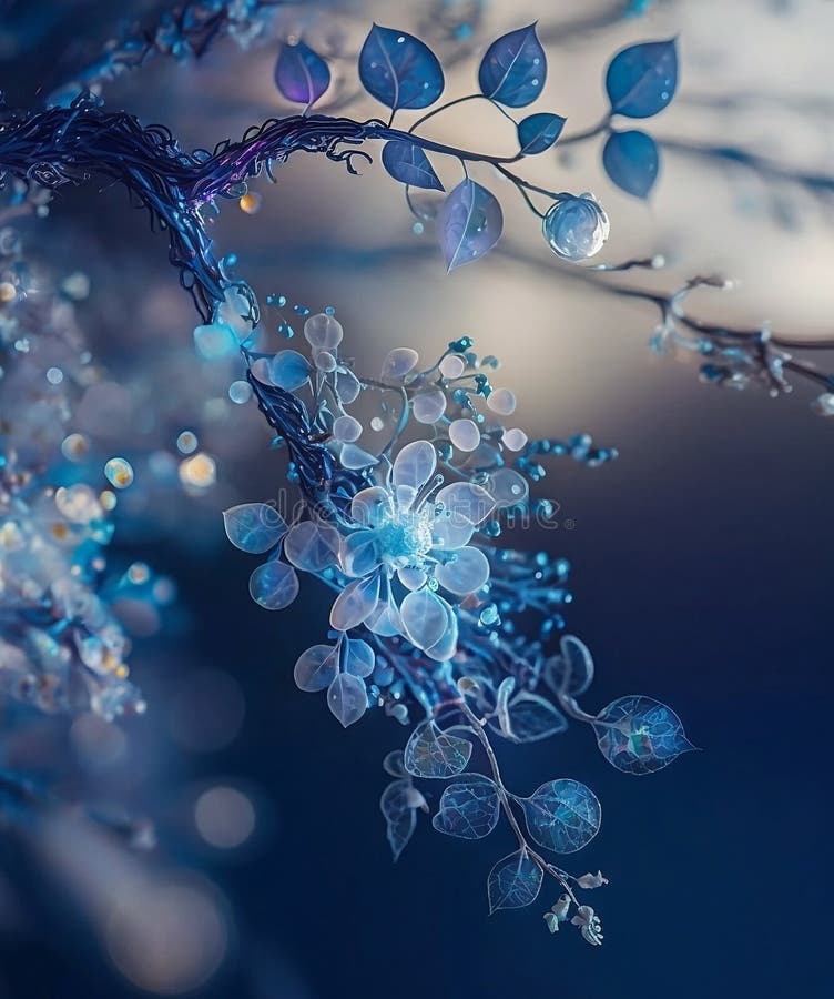Fantasy blue flowers macro stock illustration. Illustration of floral ...