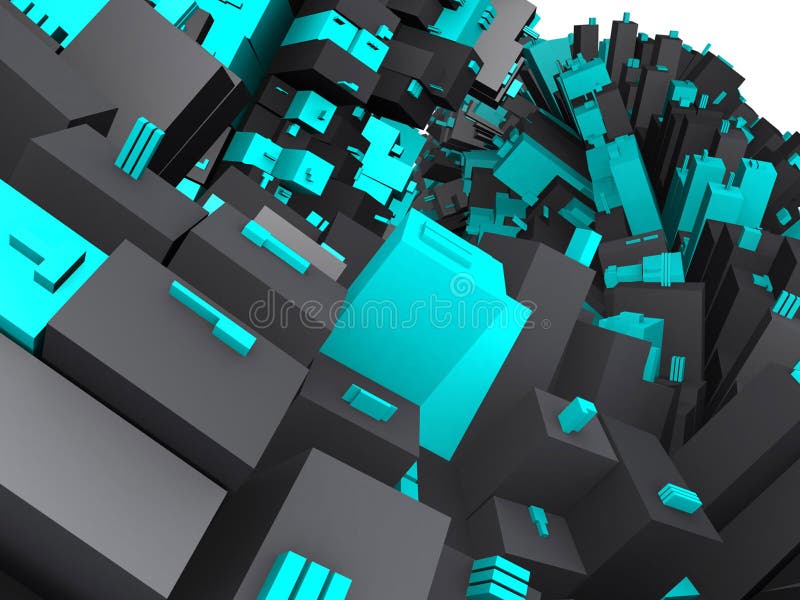 Fantasy Blue and Gray Futuristic Constructions Stock Illustration ...