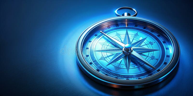 Fantasy Blue Illuminated Compass AI Generative Stock Illustration ...