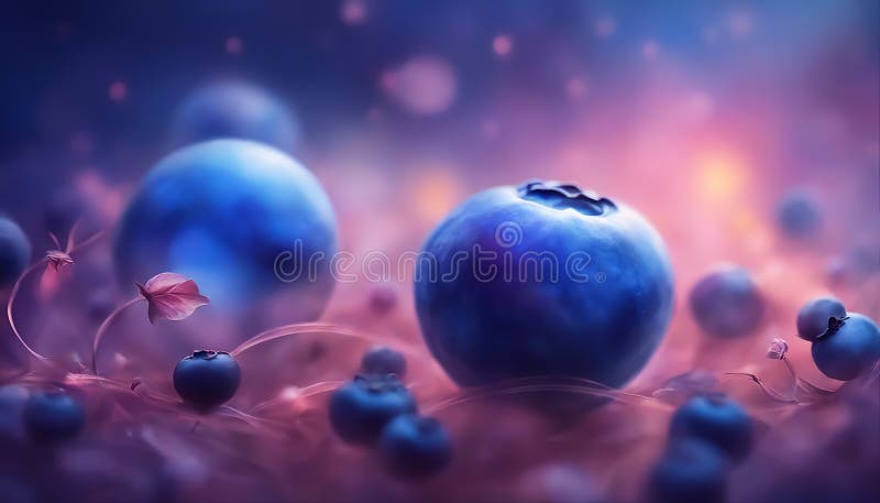 Fantasy Blueberry. Abstract Mystical Background. Blurred Colorful Berry ...