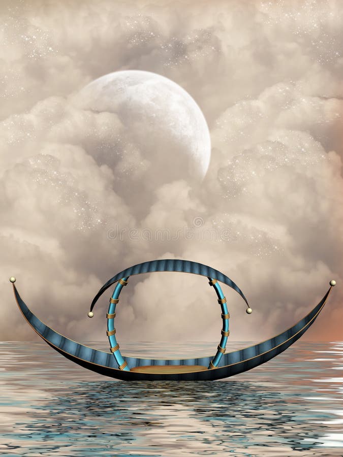 Fantasy boat with swans stock illustration. Illustration of sparkle ...