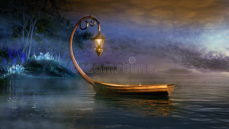 Fantasy boat stock illustration. Illustration of fairytale - 58505015
