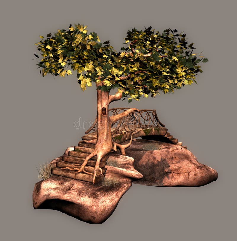 Fantasy bridge 3 stock illustration. Illustration of trees - 12008956