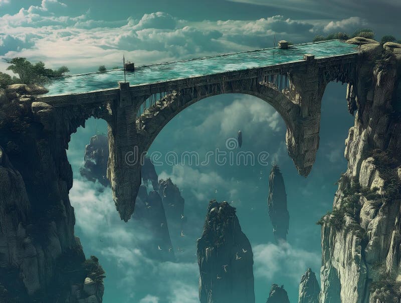 Fantasy Bridge, Floating Islands, Turquoise Water, Arched Structure ...