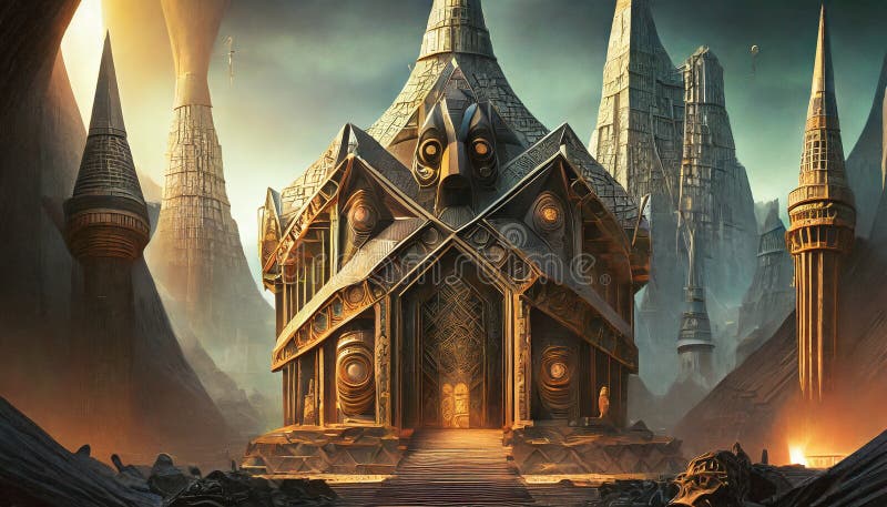 Fantasy buildings stock illustration. Illustration of cover - 316945686