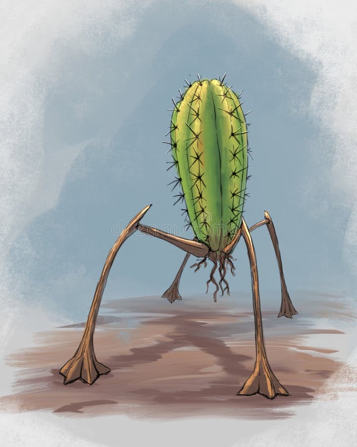 Fantasy cactus on the legs stock illustration. Illustration of wing ...