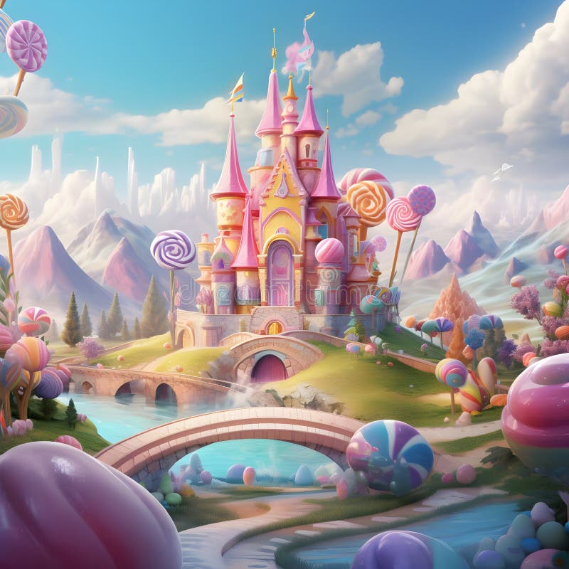 Fantasy Candy World and Castle, Generative Ai Stock Illustration ...