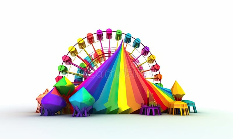 Fantasy Carnival Scene with Rainbow Colors and Abstract Shapes Creating ...