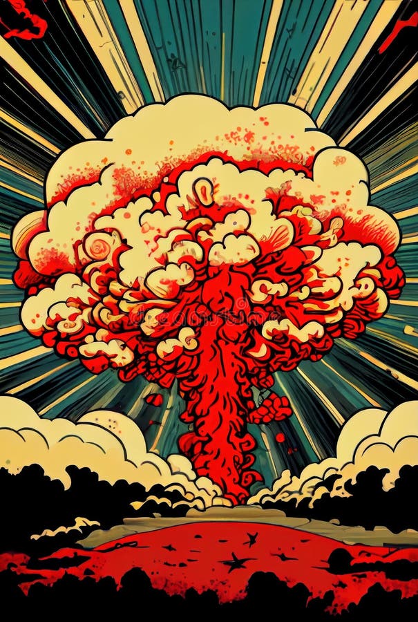 Fantasy Cartoon Yellow and Red Explosion in the Sky Abstract Background ...