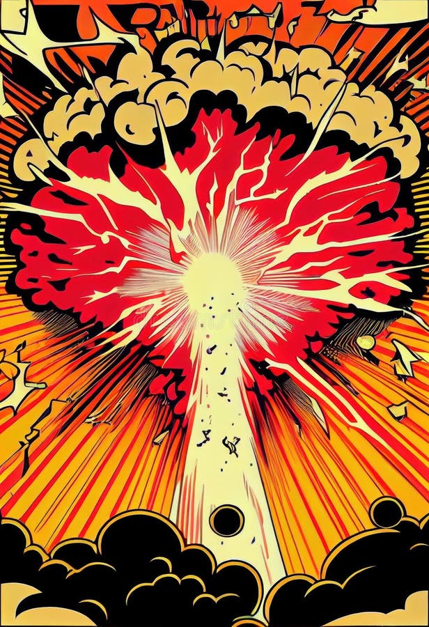 Fantasy Cartoon Yellow and Red Explosion in the Sky Abstract Background ...