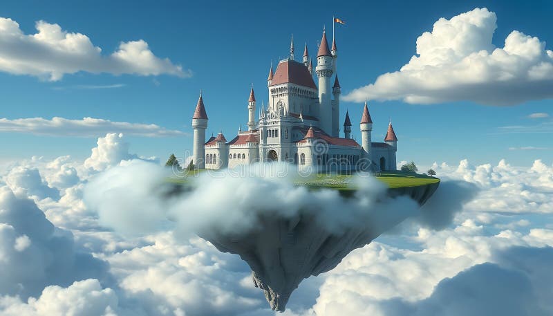 Fantasy Castle Floating in Clouds, Whimsical Architecture and ...