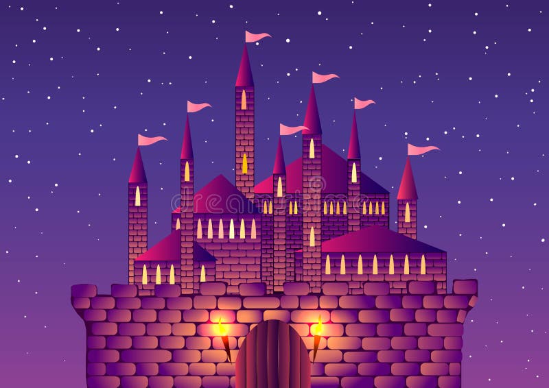 Fantasy Castle Pink Sunset Stock Illustrations – 75 Fantasy Castle Pink ...