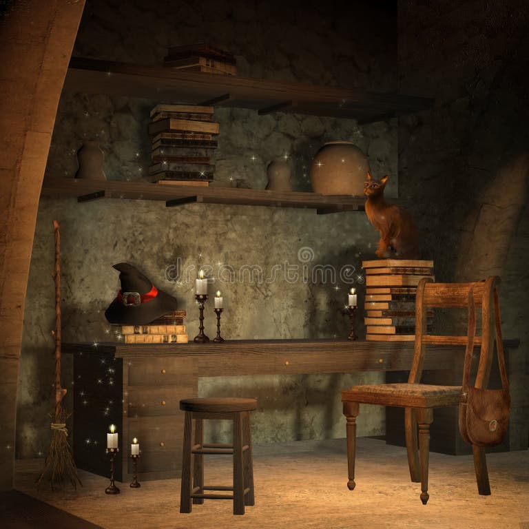 Fantasy castle study stock illustration. Illustration of study - 21386619