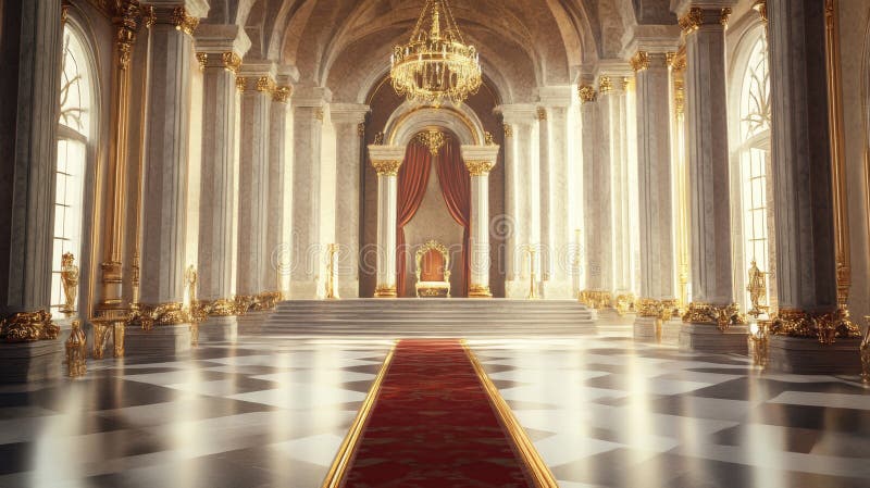 Fantasy Castle Throne Room Designed in Medieval Architectural Style Stock Illustration ...