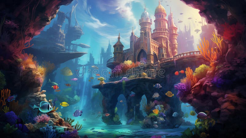 Fantasy Castle Under the Sea Stock Photo - Image of design, deep: 305310898