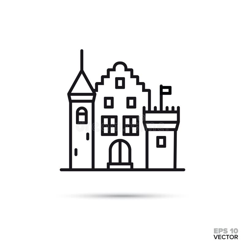 Fantasy Castle Vector Line Icon Stock Vector - Illustration of fantasy ...