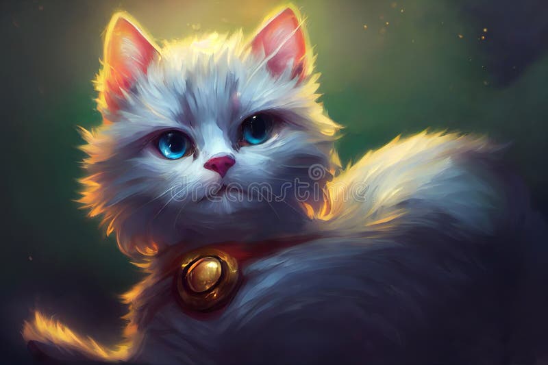 Fantasy cat painting stock illustration. Illustration of acrylic ...