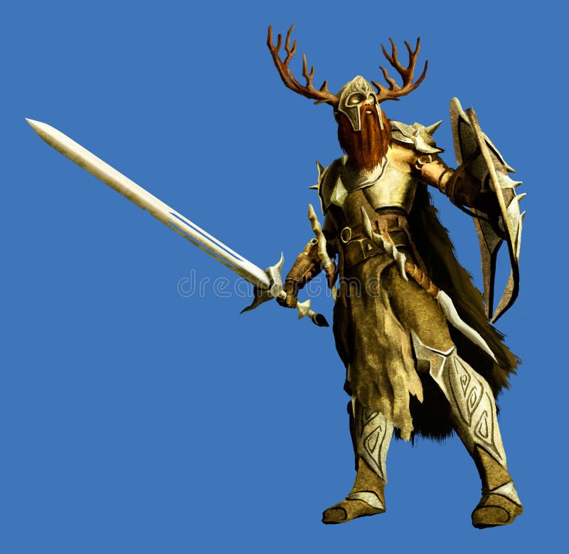 Forest Warrior with a Red Beard in Light Armor with a Cloak and a ...