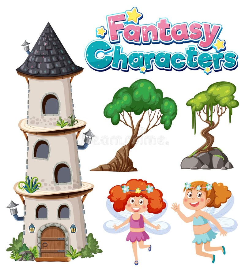 Fantasy Characters and Objects Set Stock Vector - Illustration of group ...