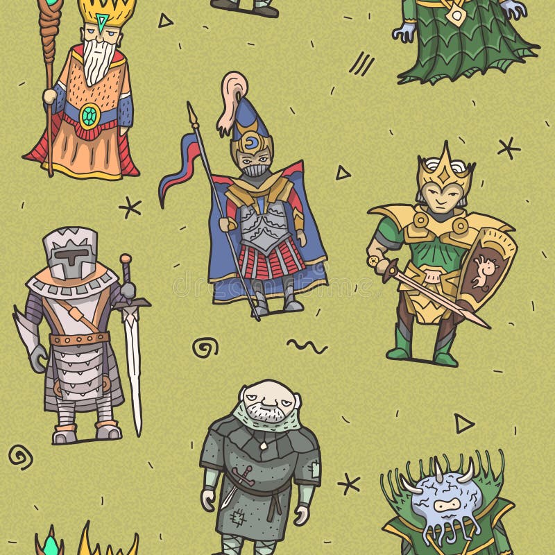 Fantasy Characters Icon Set Stock Vector - Illustration of priest ...