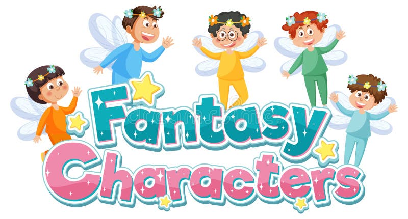 Fantasy Characters Text for Banner Design Stock Vector - Illustration ...