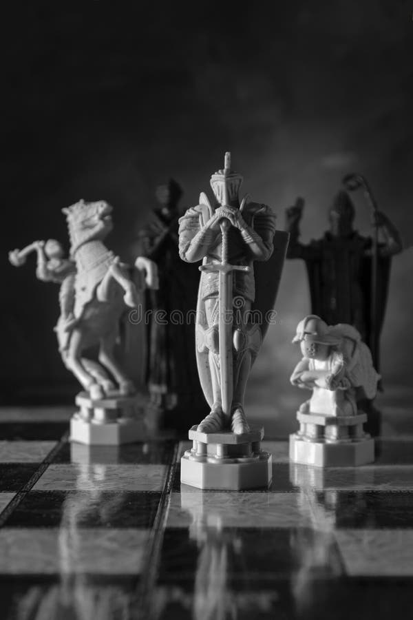 Fantasy Chess Pieces on a Chessboard Stock Photo - Image of ...