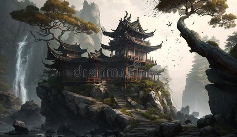 Fantasy Chinese Template Art Background Stock Illustration ...