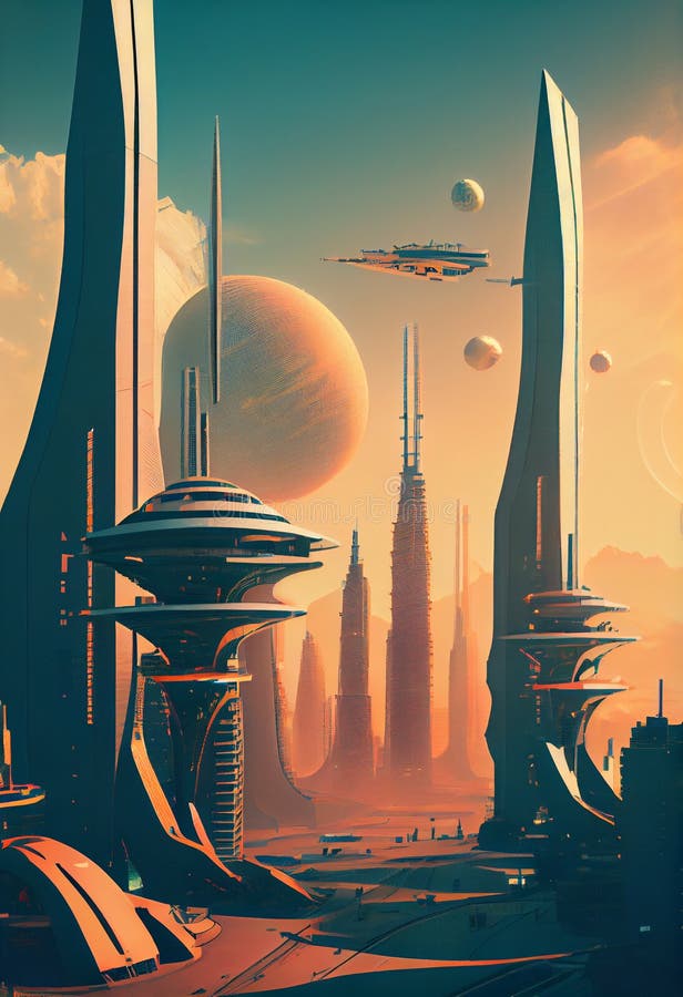 Fantasy City of the Future. AI Generated. Stock Illustration ...