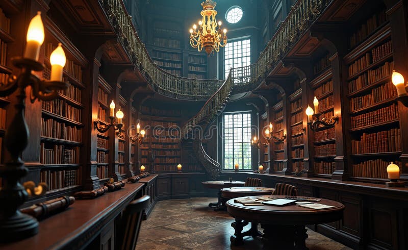 Classical library interior stock illustration. Illustration of ...