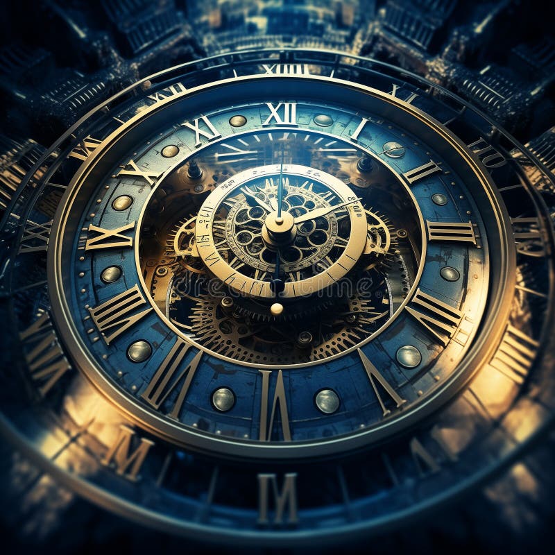 Fantasy Clock stock illustration. Illustration of light - 295358067