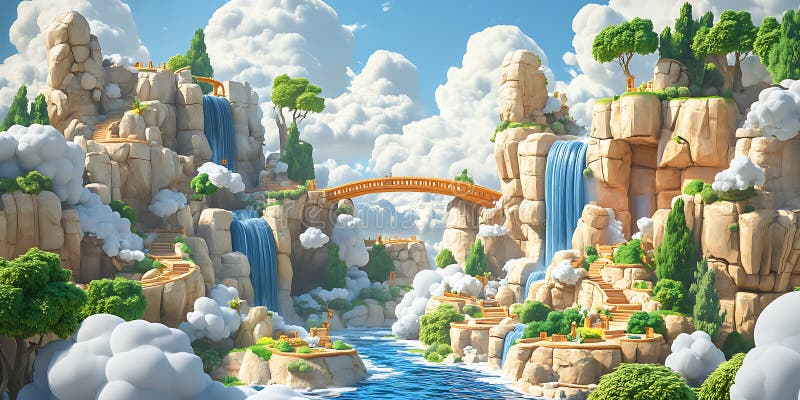 Fantasy Cloud City Artwork stock illustration. Illustration of ...