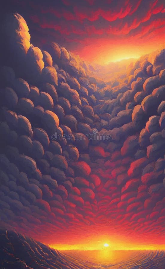 Fantasy Cloudscape - Abstract Digital Art Stock Illustration ...