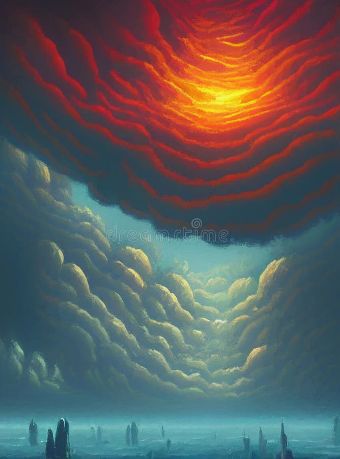 Fantasy Cloudscape - Abstract Digital Art Stock Illustration ...
