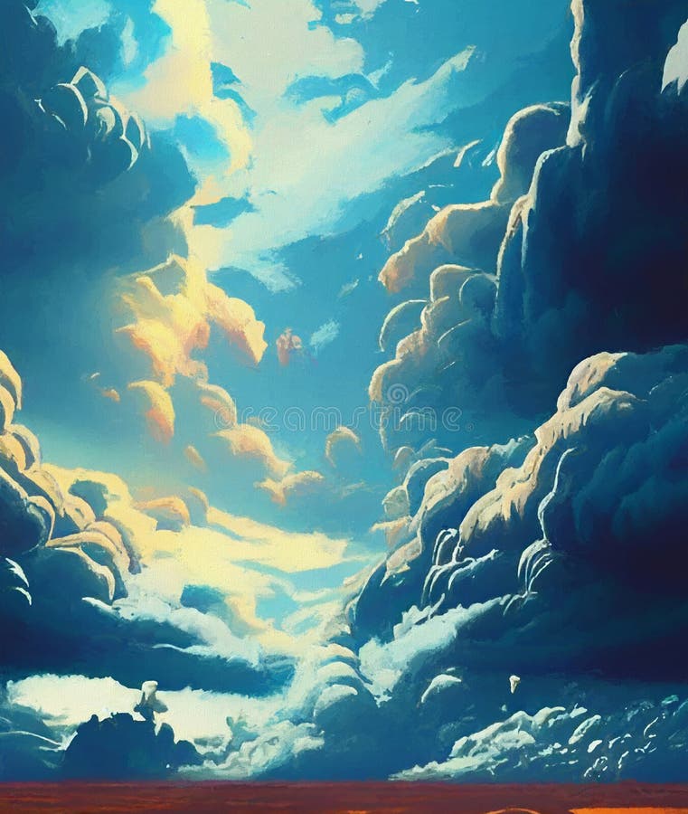 Fantasy Cloudscape - Abstract Digital Art Stock Illustration ...