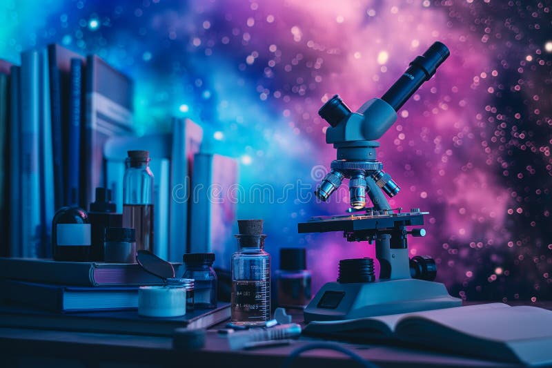 Fantasy Colored Microscope in a Lab Setup Stock Photo - Image of ...