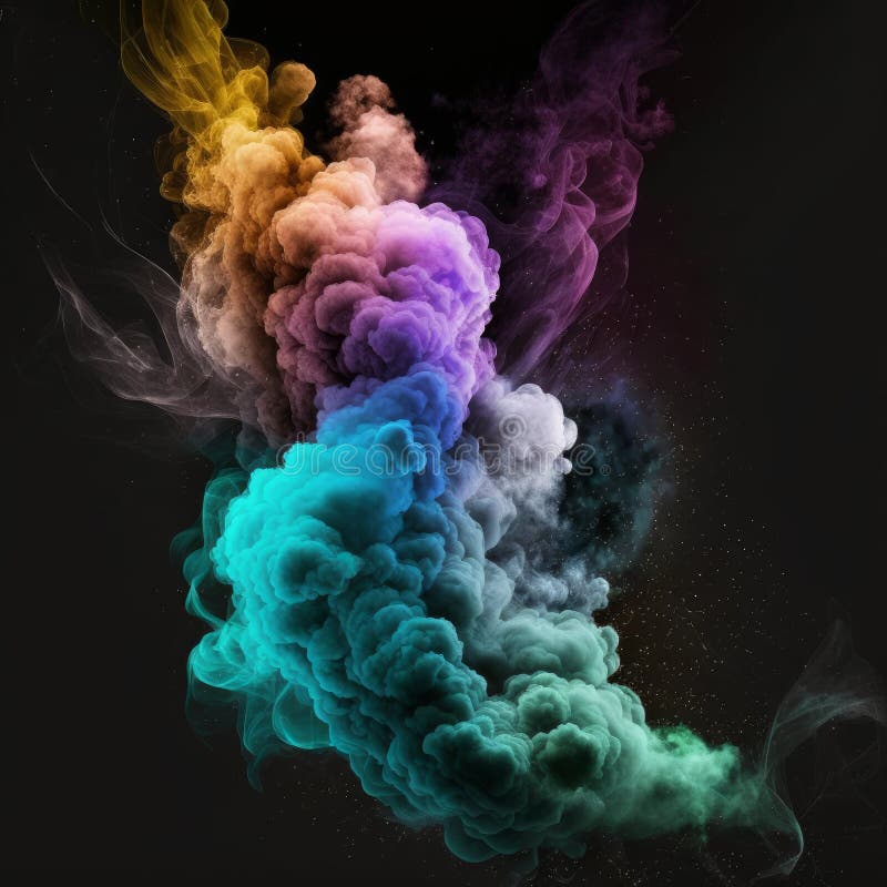 Fantasy Colored Smoke Fog and Clouds on Black Generative AI Stock ...