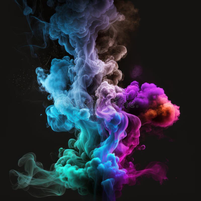 Fantasy Colored Smoke Fog and Clouds on Black Generative AI Stock ...