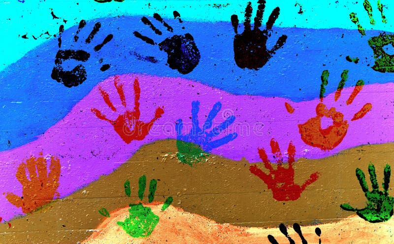 Colorful Handprints on the Rainbow Flag Stock Illustration ...