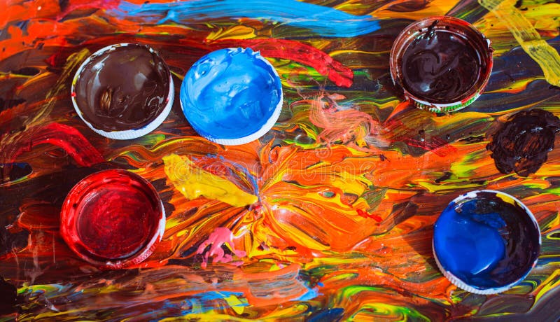 A Palette with Colors for the Little Master Painter Stock Photo - Image ...