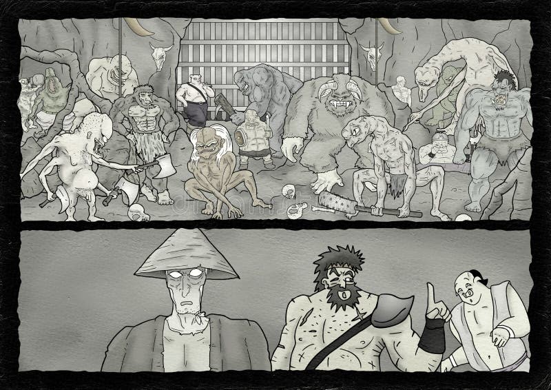 Fantasy comic page scene stock illustration. Illustration of loss ...