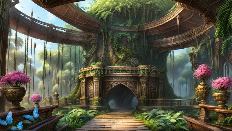 Fantasy Concept Background Luxurious Hidden Magical Old Architectural ...