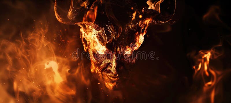 Fantasy Concept of a Horned Demon Composed of Fire, Symbolizing ...