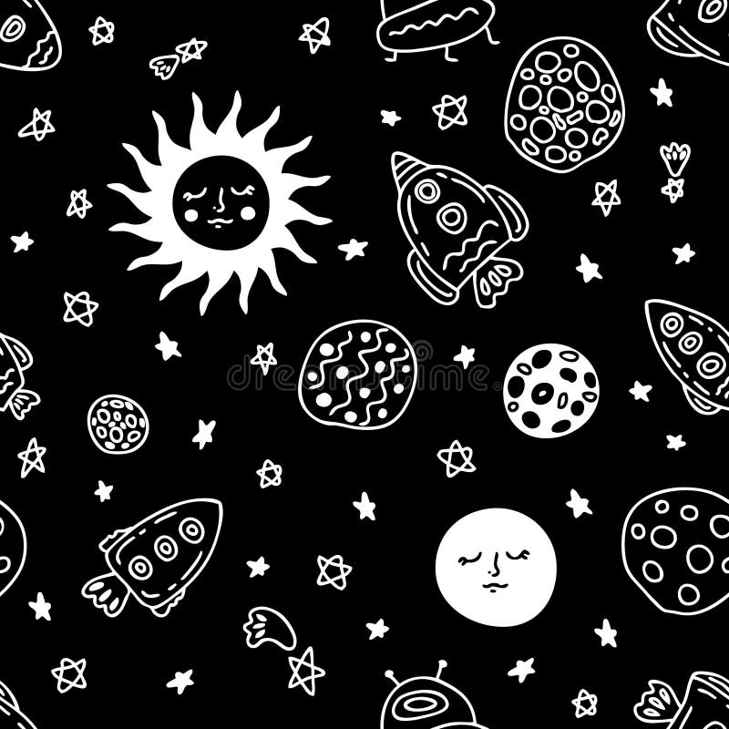Fantasy Cosmos Seamless Pattern, Great Design for Any Purposes. Graphic ...