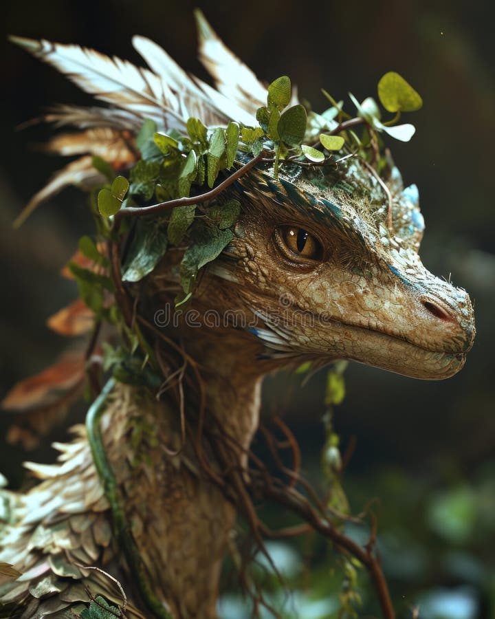 Fantasy Creature with Nature Elements Stock Illustration - Illustration ...