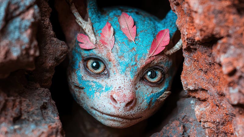 Fantasy Creature Peeking Out of a Hollow Tree. Stock Illustration ...