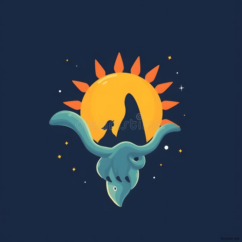 Fantasy Creature with Sun and Mountain - AI Artwork Stock Illustration ...